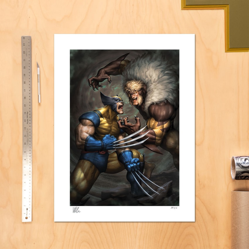 Wolverine vs Sabretooth Fine Art Print by Kendrick Lim | Sideshow ...