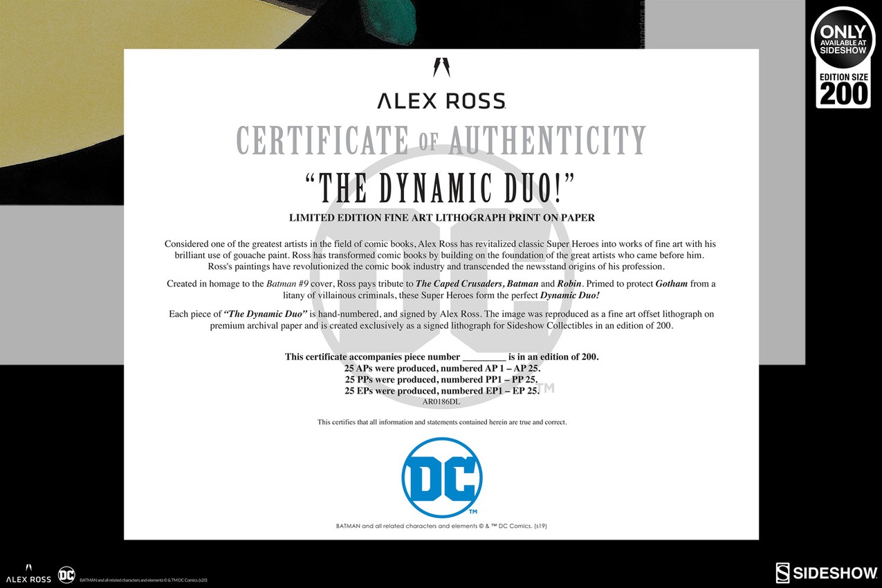 The Dynamic Duo Fine Art Lithograph by Alex Ross | Sideshow Collectibles