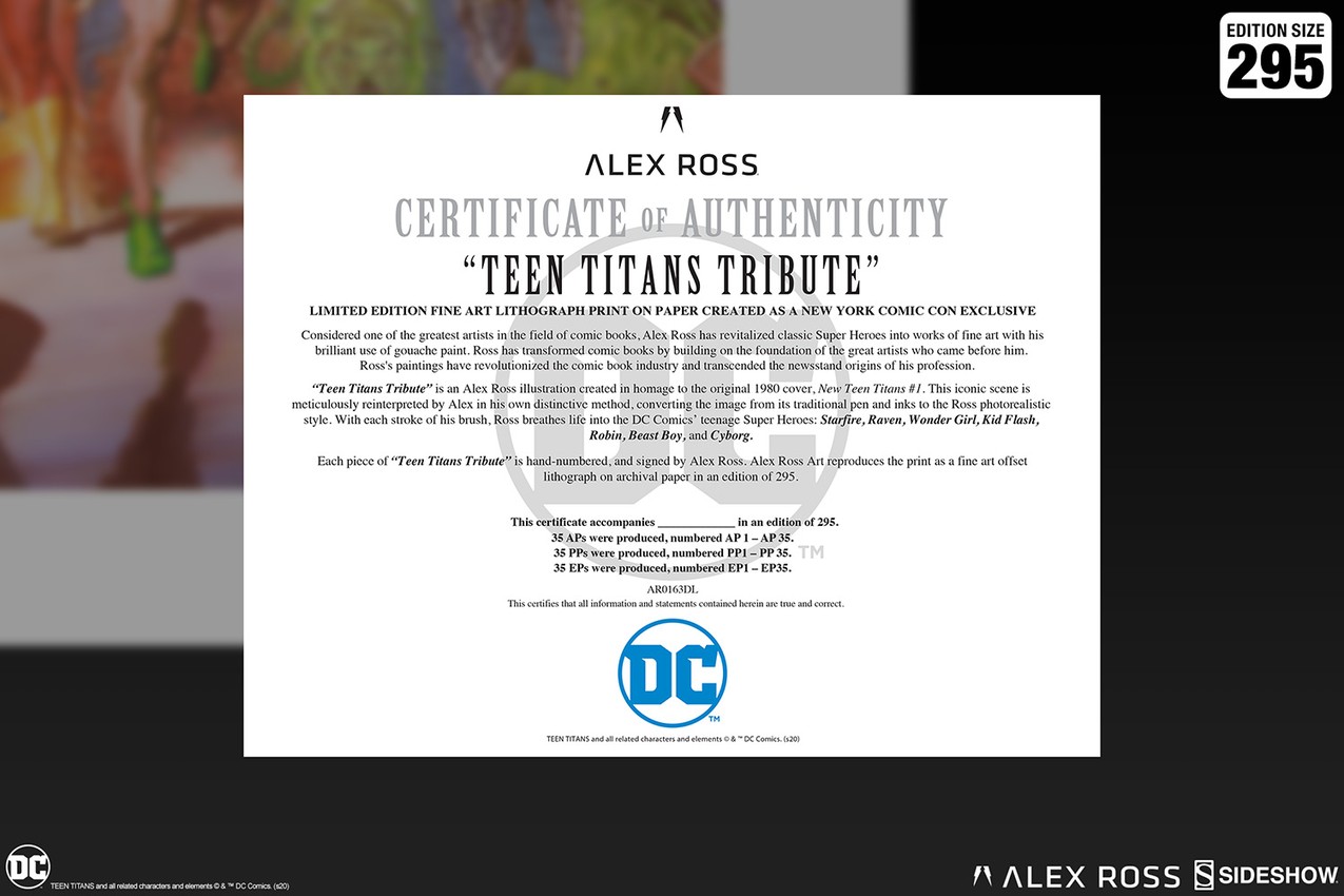 Teen Titans: Tribute Fine Art Lithograph by Alex Ross | Sideshow ...