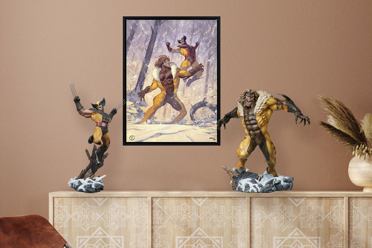 Marvel Wolverine vs Sabretooth Fine Art Print by Sideshow | Sideshow ...
