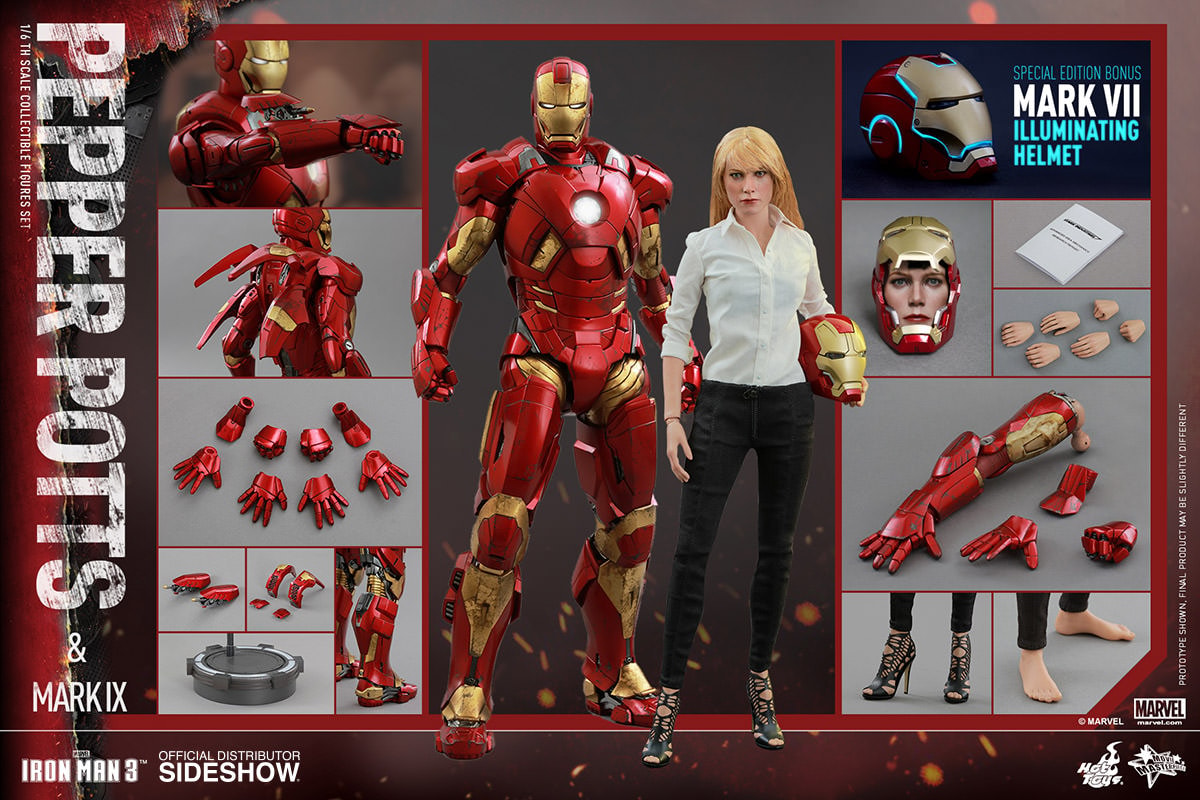 Marvel Pepper Potts and Mark IX Sixth Scale Figure Set by Ho | Sideshow ...