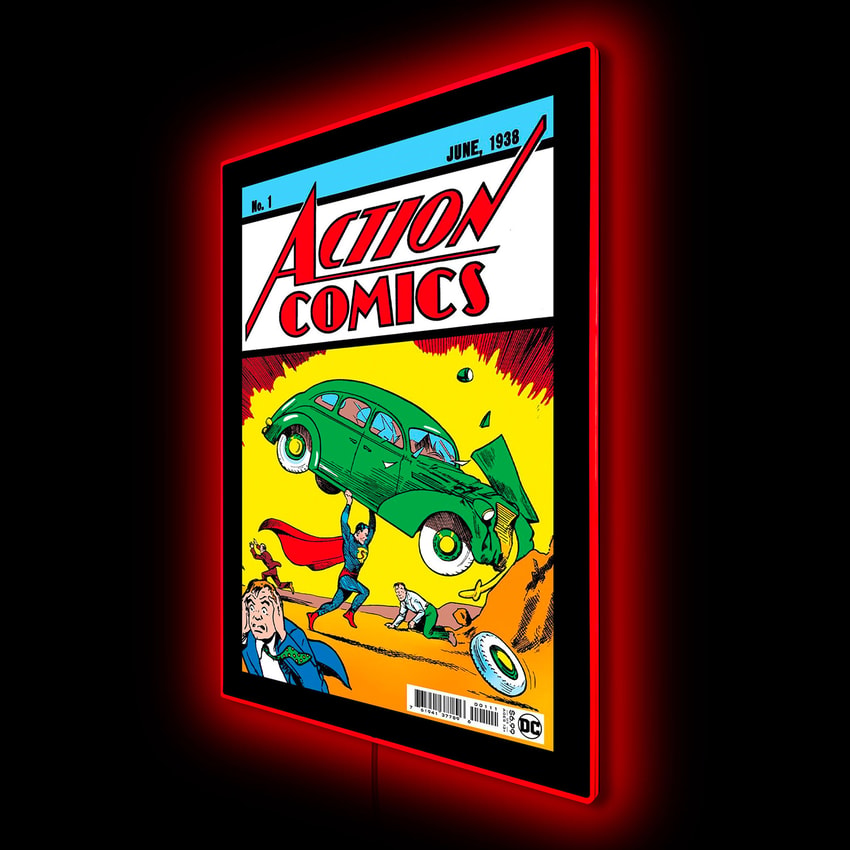 Superman Action Comics Mini Poster Plus LED Illuminated Sign Wall Light ...
