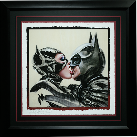 how to draw batman kissing catwoman