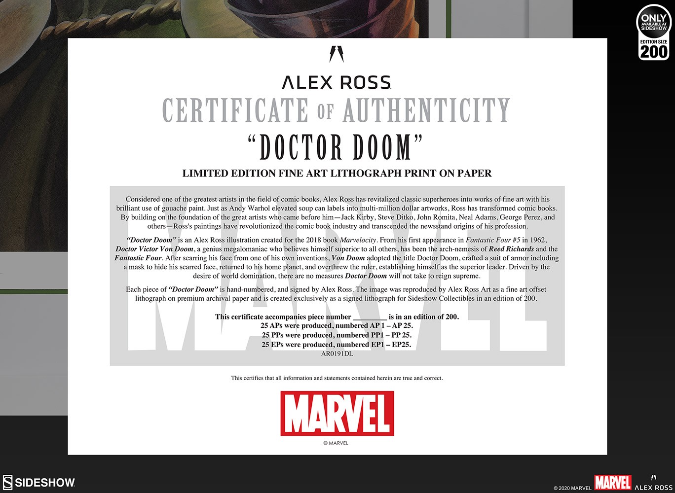 Marvel Doctor Doom Fine Art Lithograph by Alex Ross Art | Sideshow ...