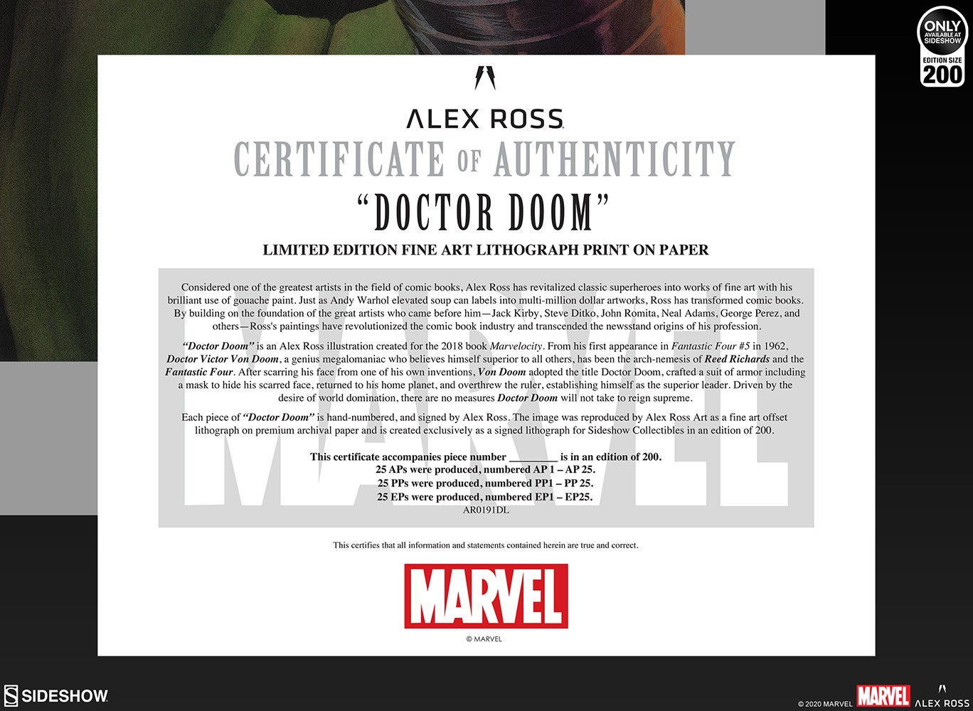 Marvel Doctor Doom Fine Art Lithograph by Alex Ross Art | Sideshow ...