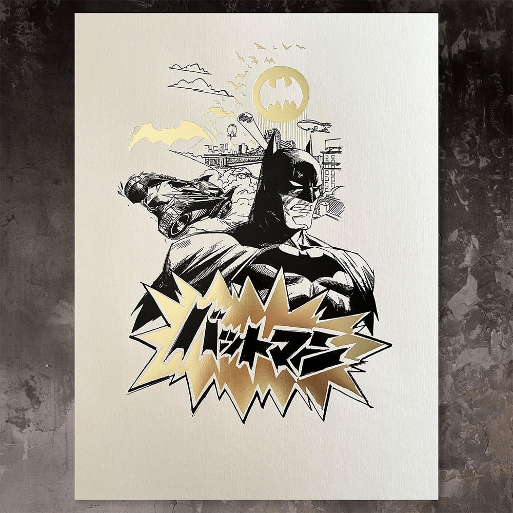 Batman Core (Black & Holographic) Foil Letterpress Poster by Arteonn ...