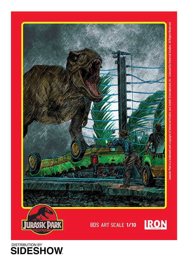 Jurassic Park T-Rex Attack Set A Statue by Iron Studios | Sideshow ...