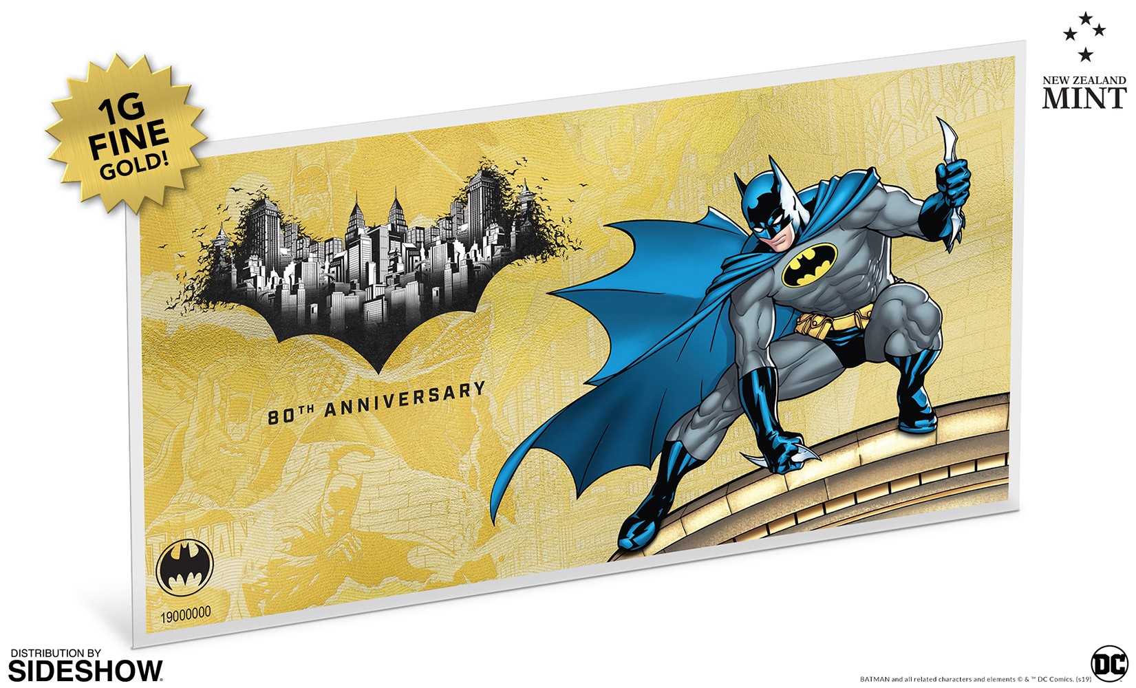 Batman 80th Anniversary 1g Gold Coin Note | Sideshow Collectibles