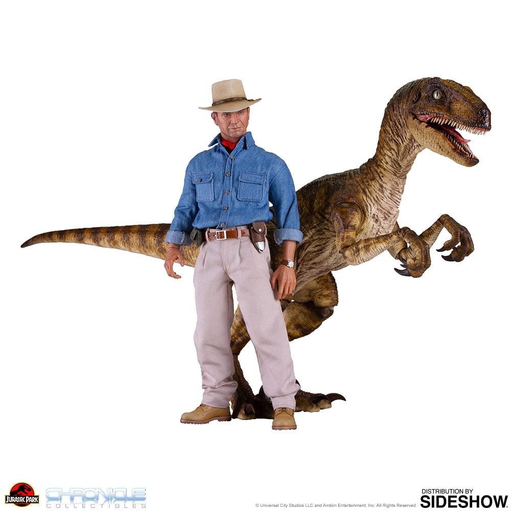 Jurassic Park Dr. Alan Grant and Velociraptor Sixth Scale Figure Set ...