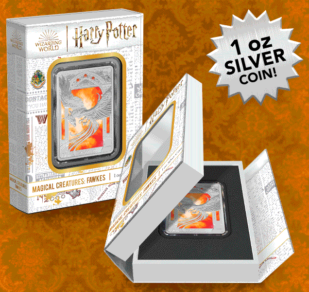 Harry Potter Magical Creature: Fawkes 1oz Silver Coin Silver ...