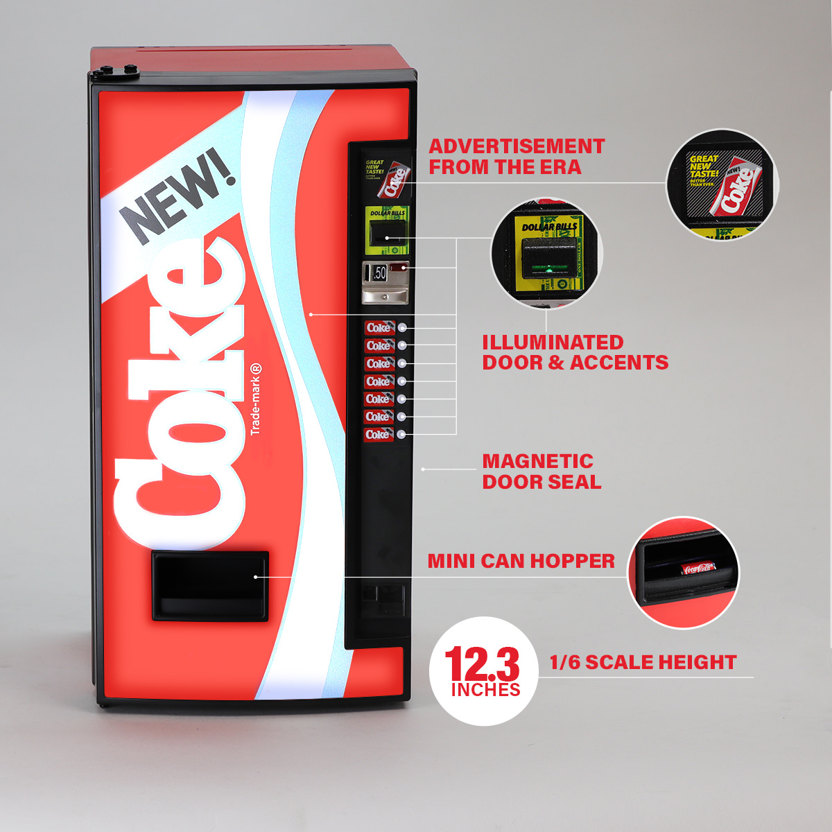 Coca-Cola Vending Machine Mini Fridge Scaled Replica by New Wave Toys ...