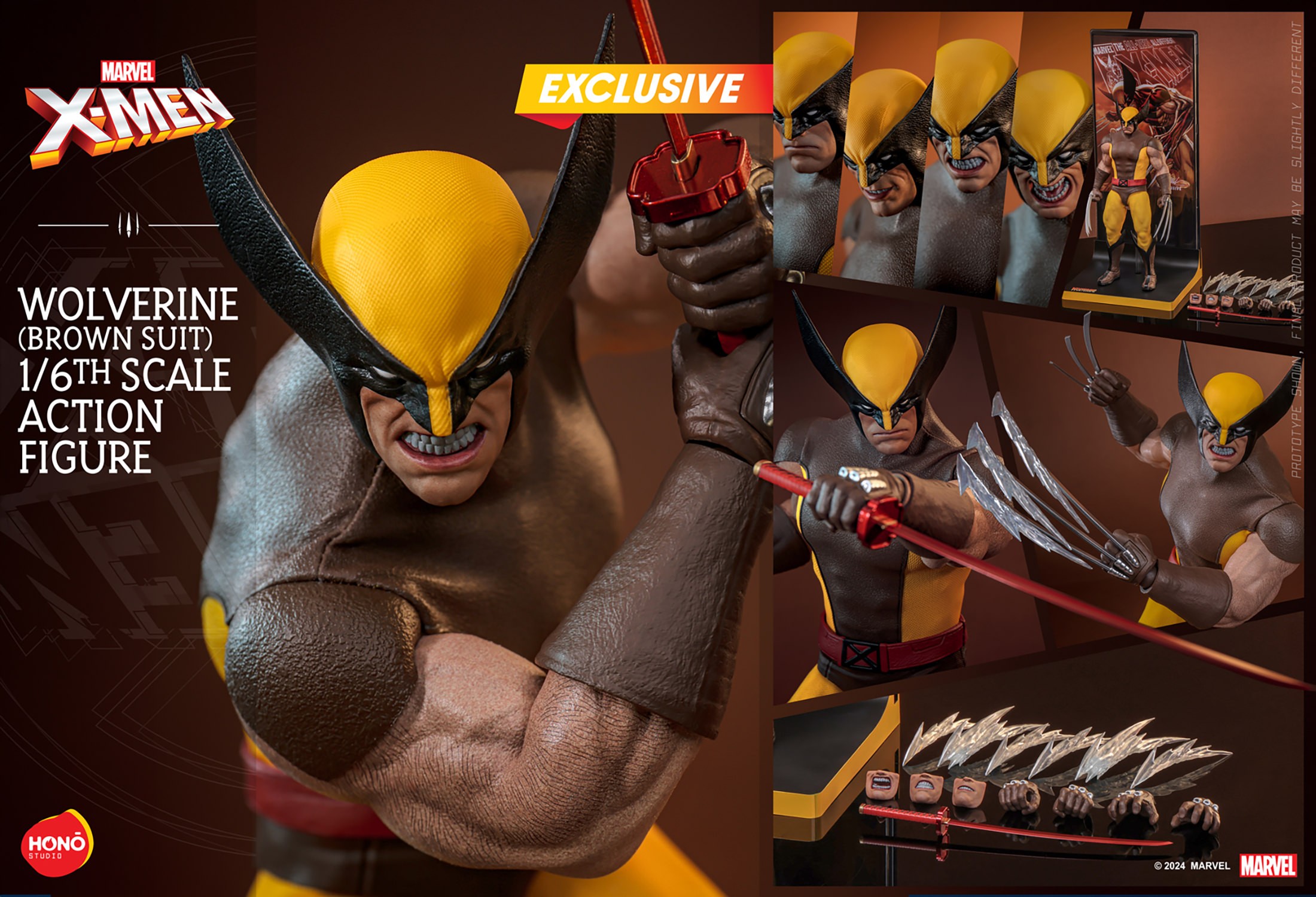Wolverine (Brown Suit) Sixth Scale Figure by HONŌ Studio | Sideshow ...