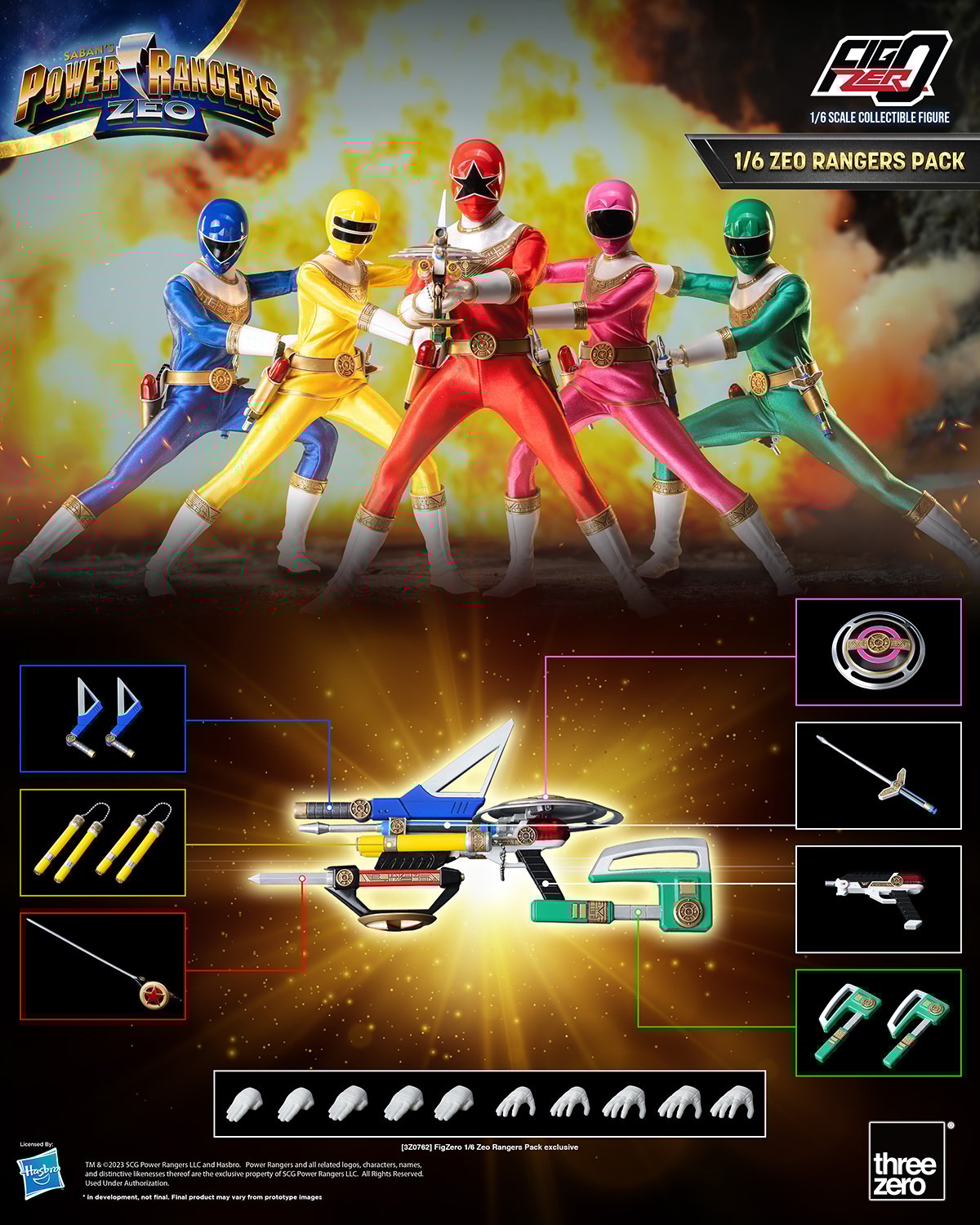 Zeo Rangers Pack Sixth Scale Figure Set by Threezero | Sideshow ...