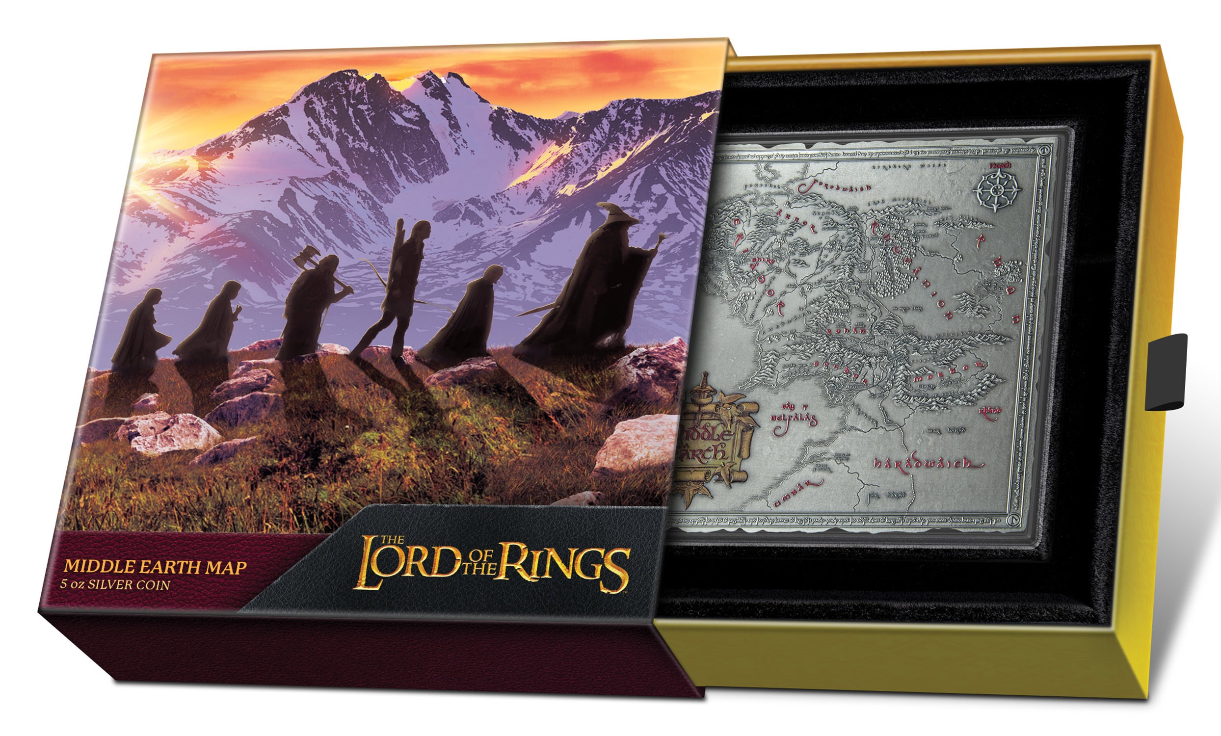 Middle Earth Map 5oz Silver Coin by New Zealand Mint | Sideshow ...