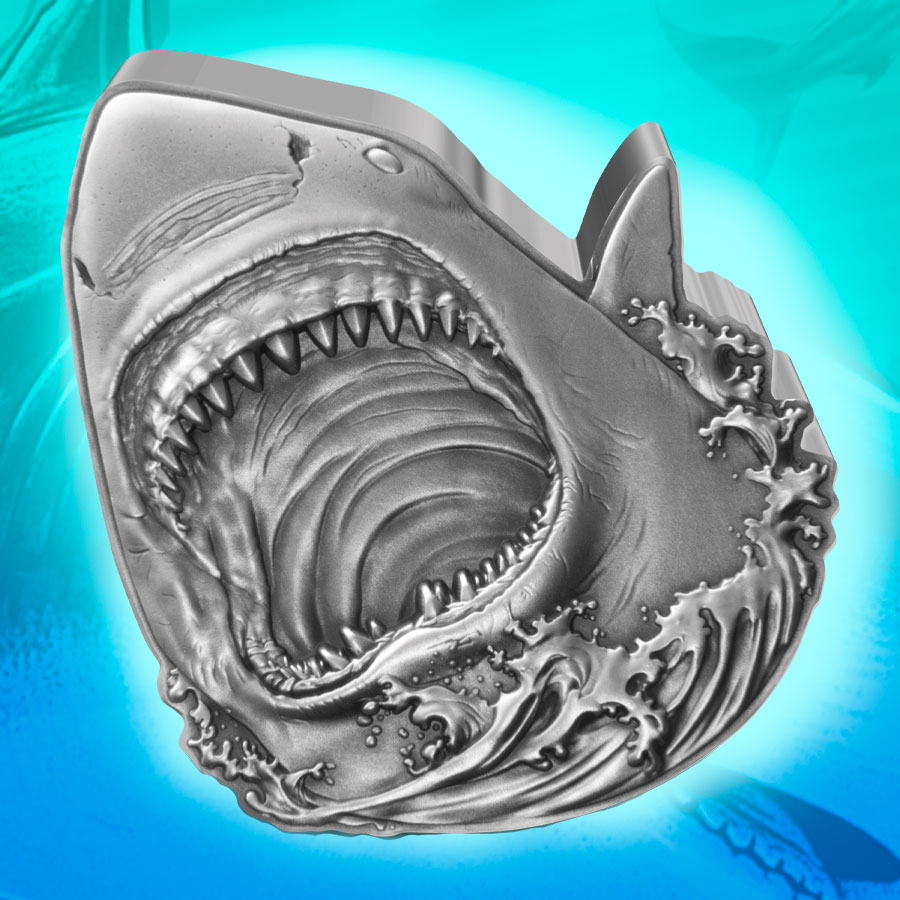 Great White Shark 2oz Silver Coin by New Zealand Mint | Sideshow ...