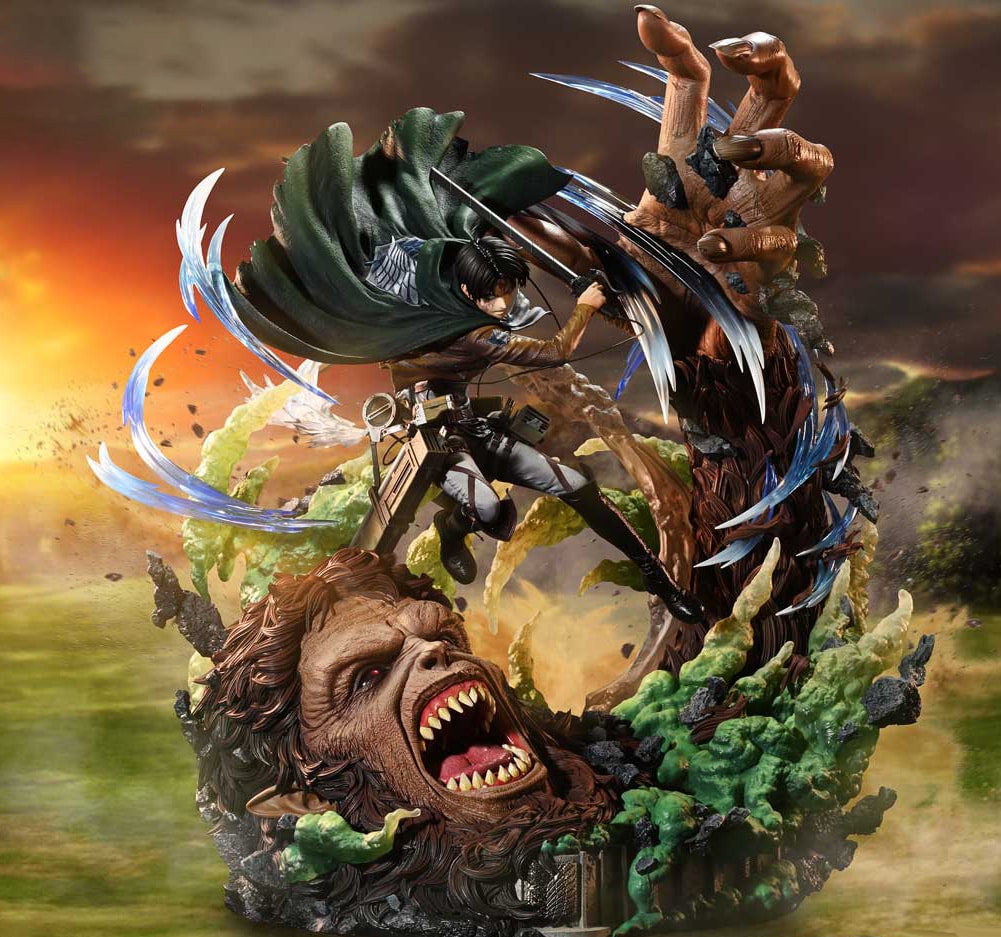 Levi vs. Beast Titan (Bonus Version) Diorama by Prime 1 Studio ...