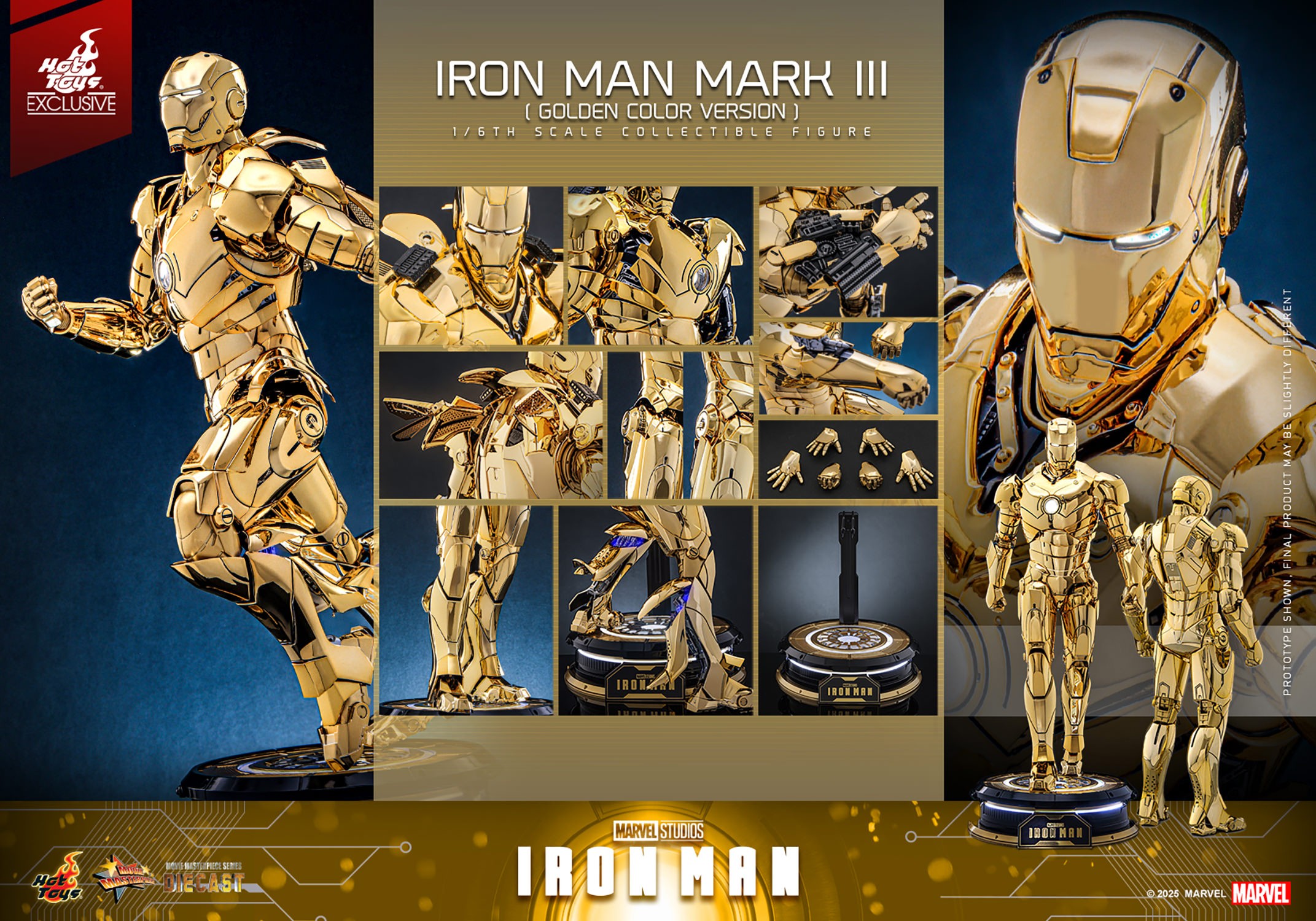 Iron Man Mark III (Golden Color Version) Sixth Scale Figure by Hot Toys ...