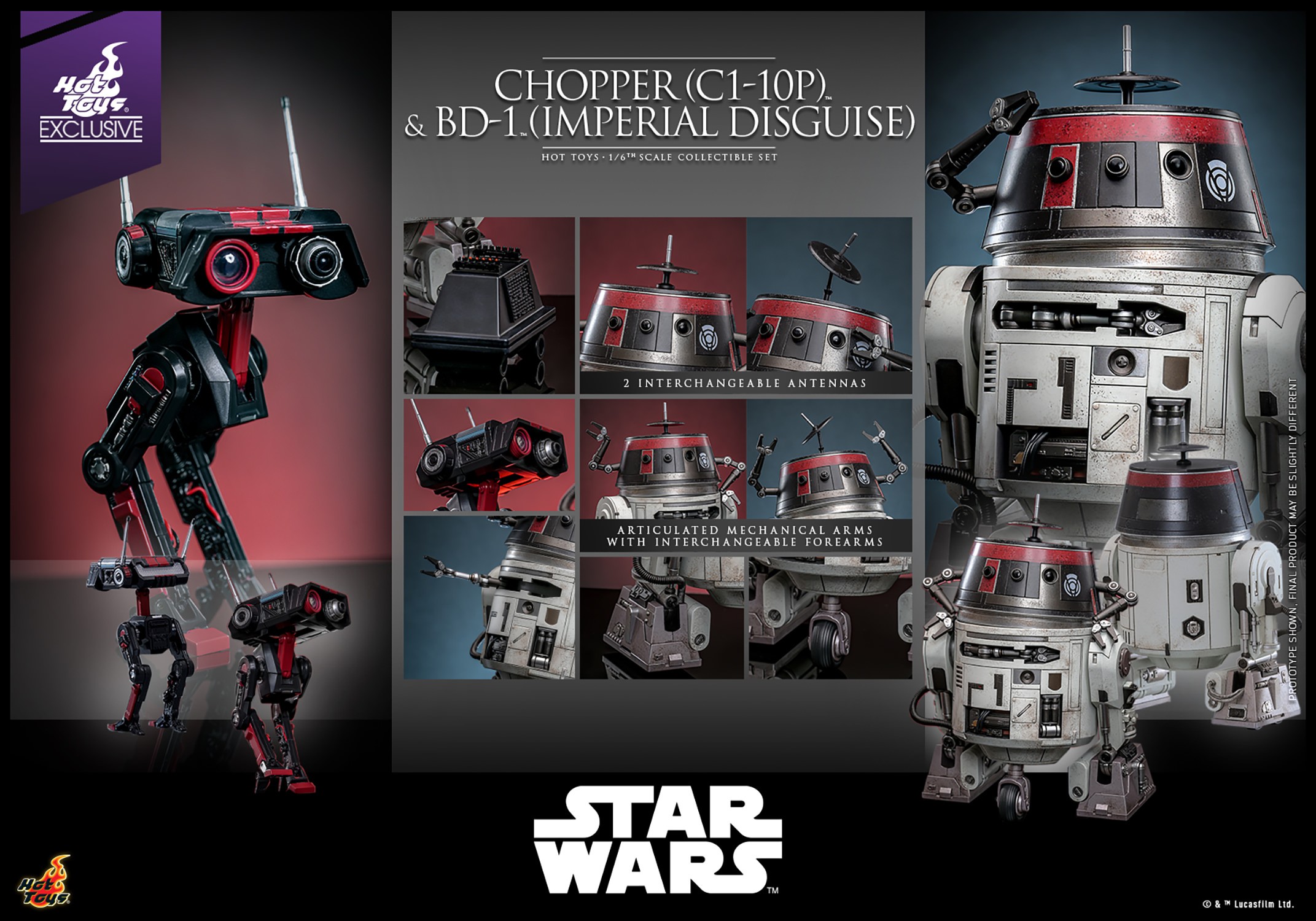Chopper (C1-10P™) & BD-1™ (Imperial Disguise) Sixth Scale Figure Set by ...