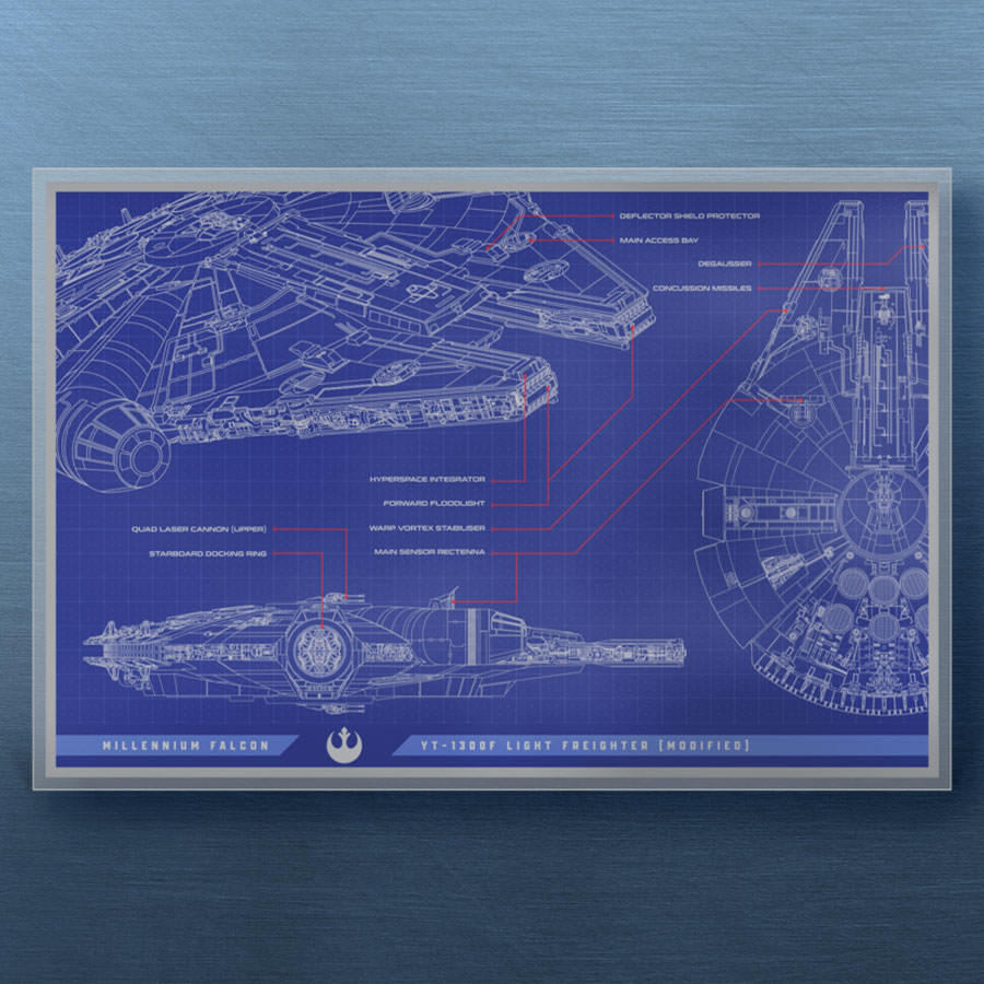 Star Wars™ Millennium Falcon™ Blueprint Foil Silver Collectible by ...