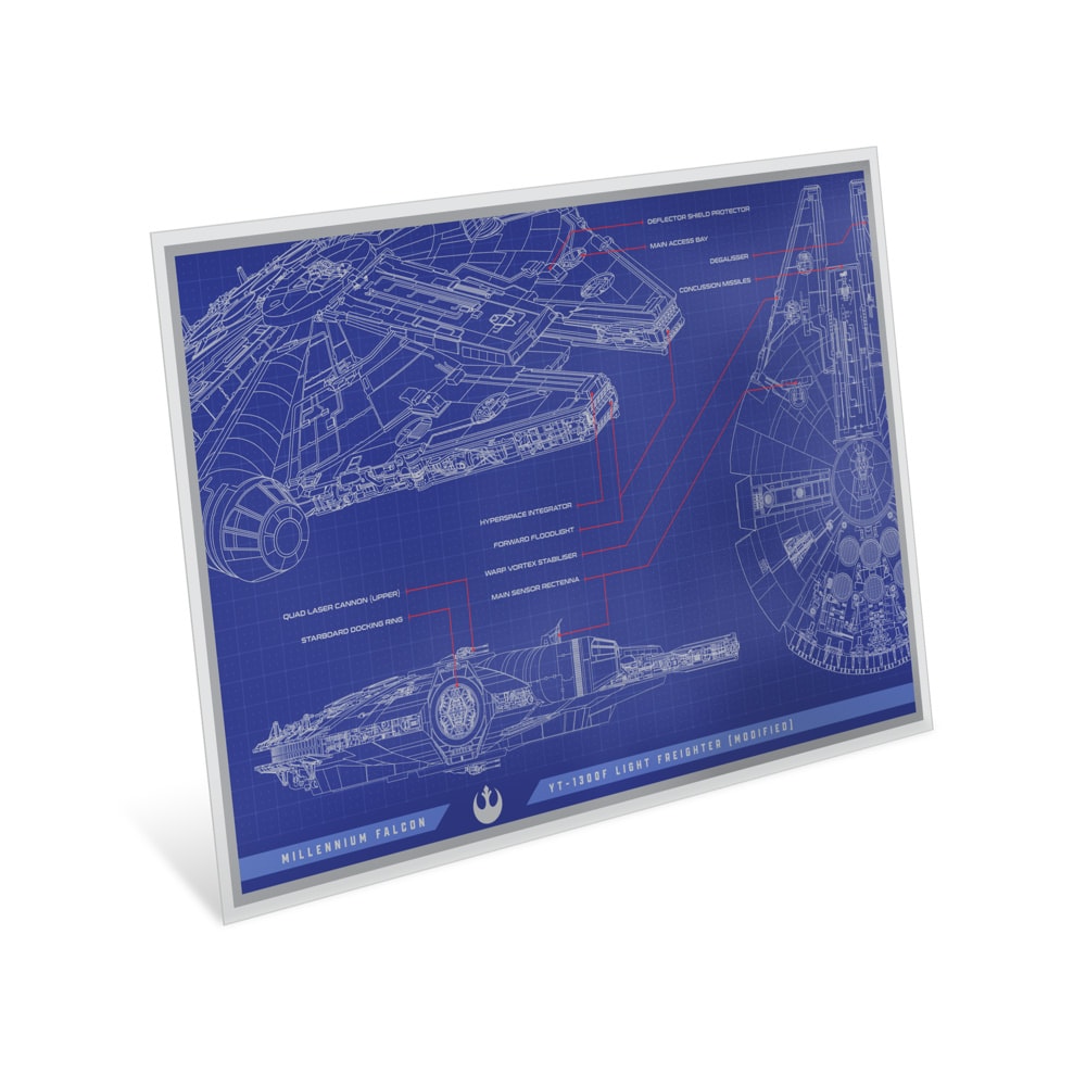 Star Wars™ Millennium Falcon™ Blueprint Foil Silver Collectible by ...