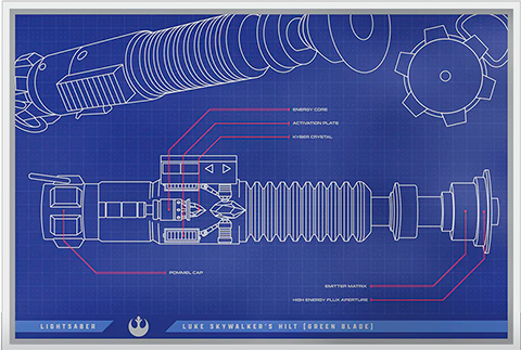 Star Wars™ Skywalker Lightsaber™ Blueprint Foil Silver Collectible by ...