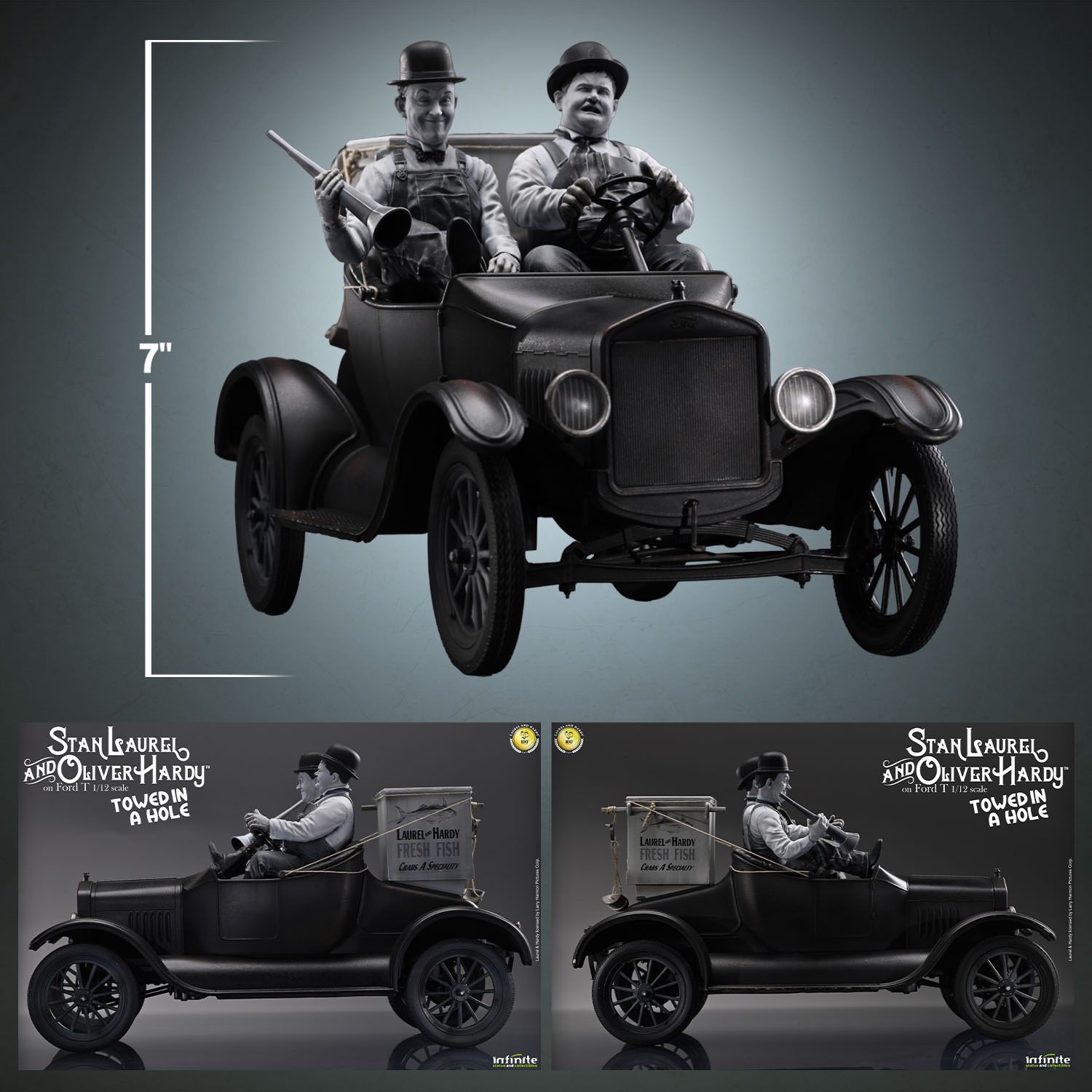 Stan Laurel & Oliver Hardy on Ford T Statue by Infinite Statue ...
