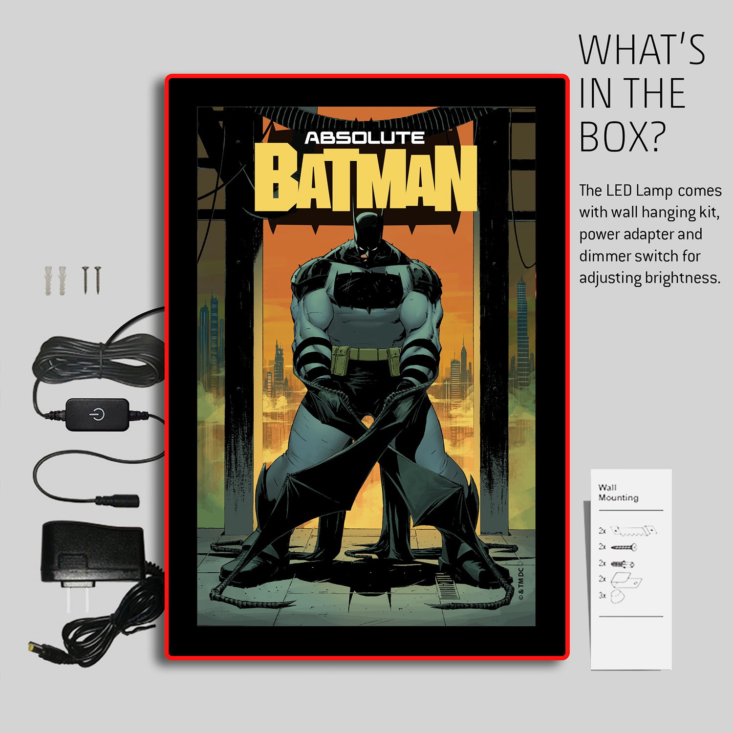 Absolute Batman LED Poster (Large) Wall Light by Brandlite | Sideshow ...