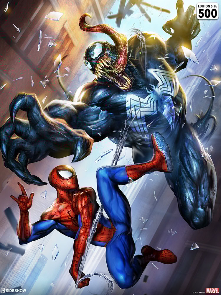 Spider-Man vs Venom Fine Art Print by Dave Wilkins | Sideshow Collectibles