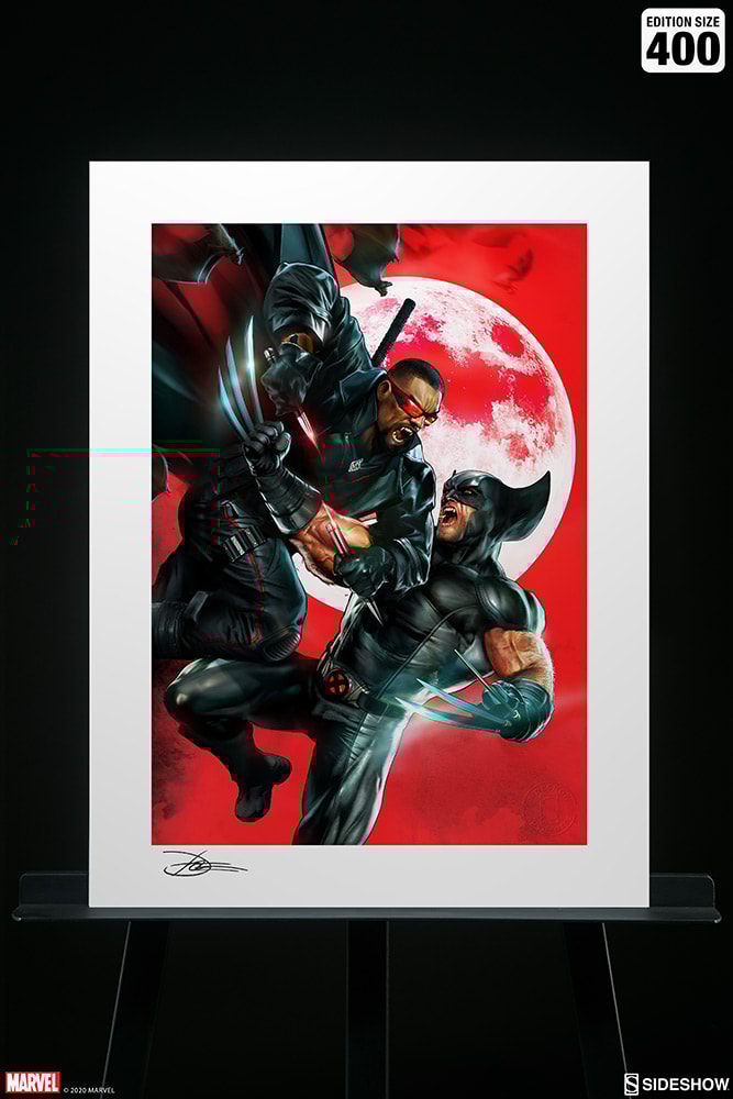 Wolverine vs Blade Fine Art Print by Dave Wilkins | Sideshow Collectibles