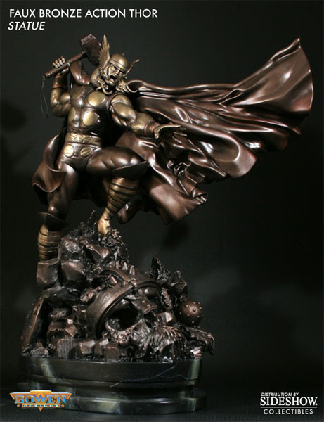 Marvel Faux Bronze Action Thor Polystone Statue by Bowen Designs ...