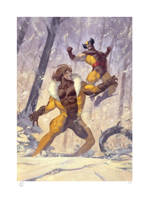 Marvel Wolverine vs Sabretooth Fine Art Print by Sideshow | Sideshow ...
