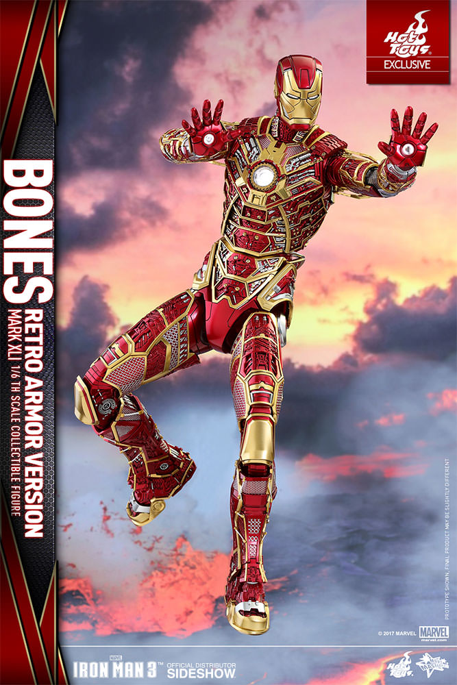 Marvel Iron Man Mark XLI - Bones Retro Armor Version Sixth S | Sideshow ...