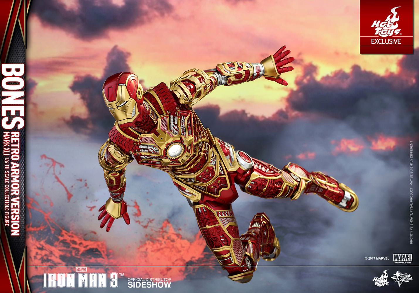 Marvel Iron Man Mark XLI - Bones Retro Armor Version Sixth S | Sideshow ...