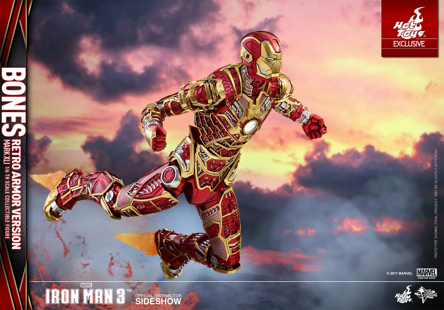 Marvel Iron Man Mark XLI - Bones Retro Armor Version Sixth S | Sideshow ...
