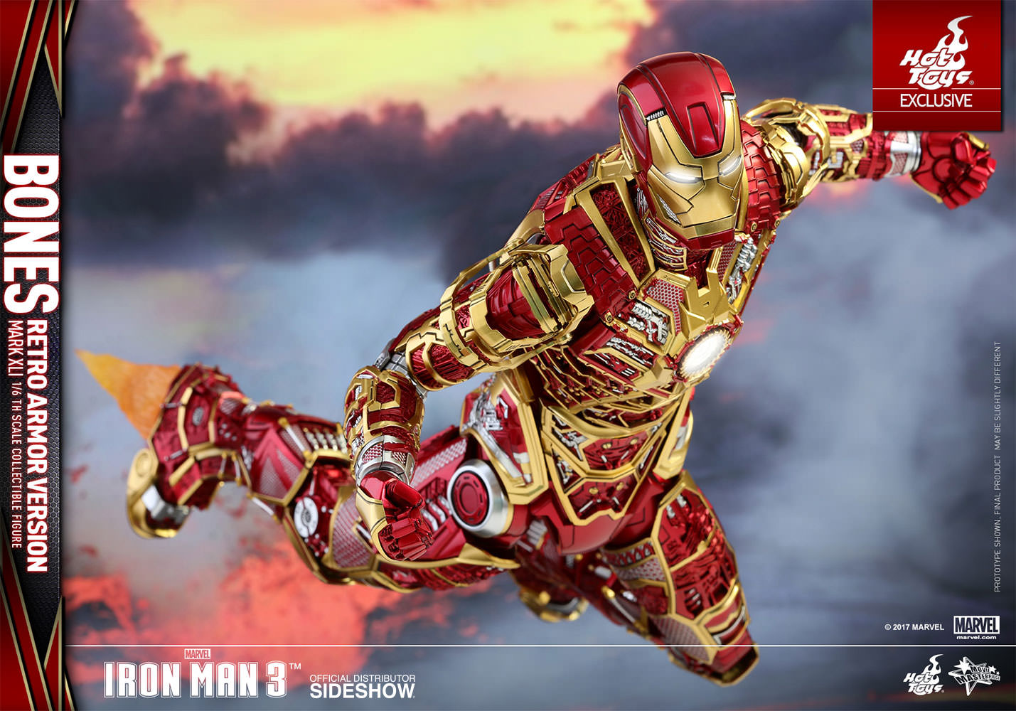 Marvel Iron Man Mark XLI - Bones Retro Armor Version Sixth S | Sideshow ...