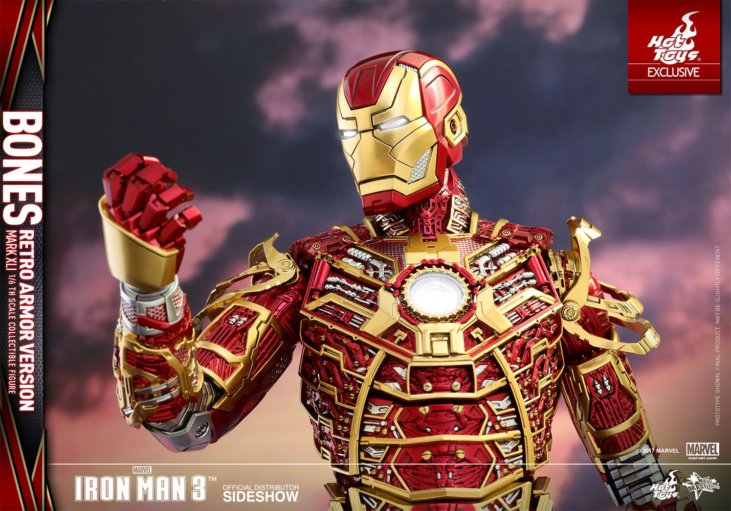 Marvel Iron Man Mark XLI - Bones Retro Armor Version Sixth S | Sideshow ...