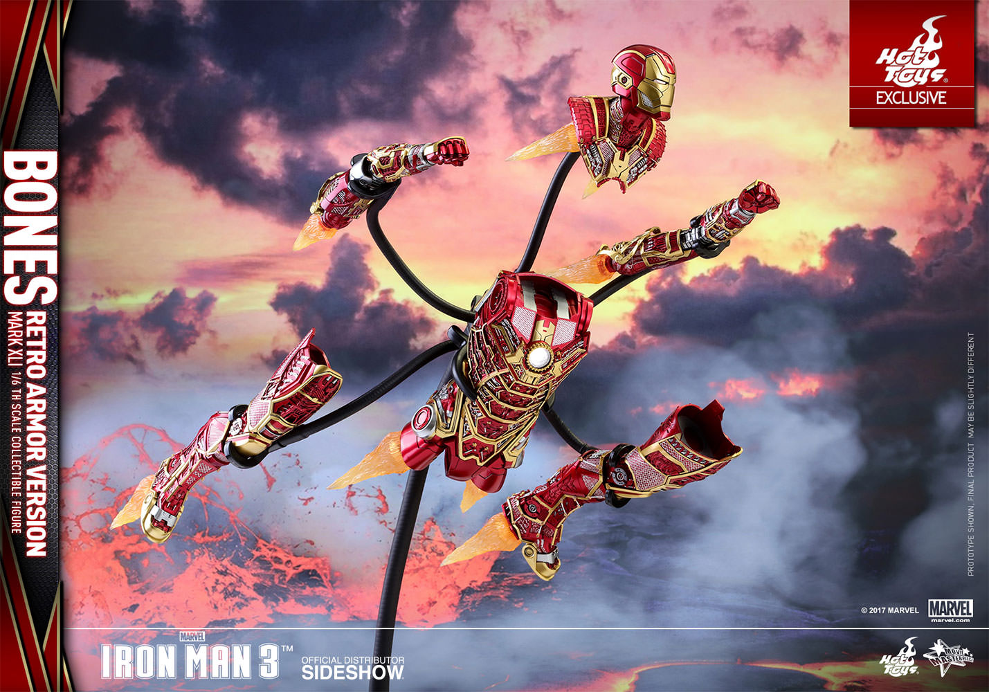 Marvel Iron Man Mark XLI - Bones Retro Armor Version Sixth S | Sideshow ...