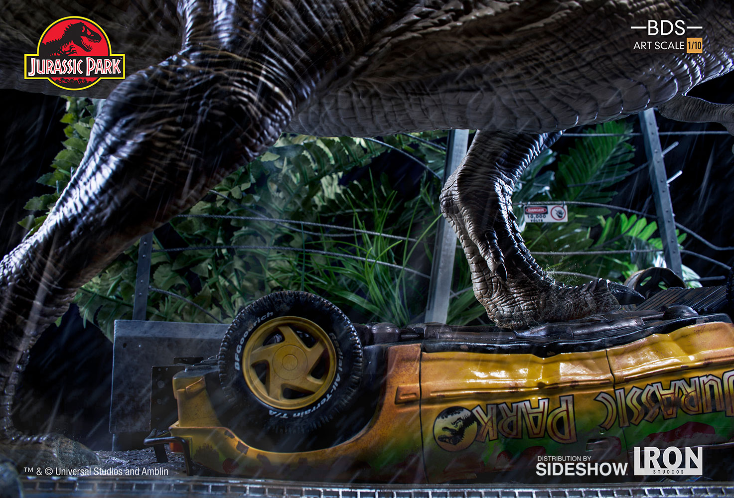 Jurassic Park T-Rex Attack Set A Statue by Iron Studios | Sideshow ...
