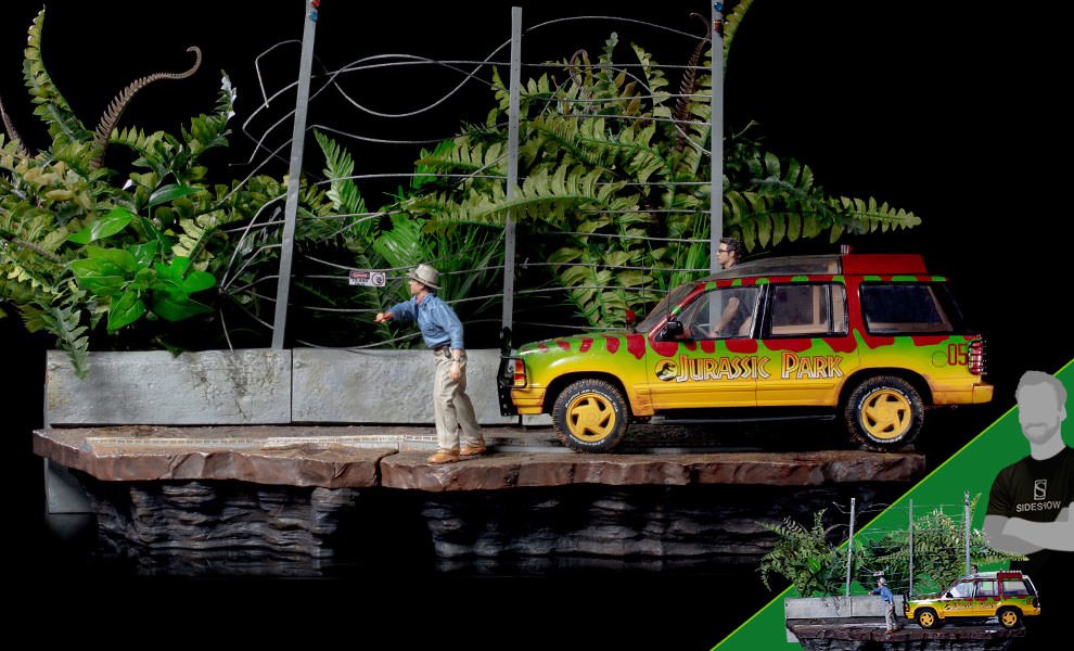 Jurassic Park T-Rex Attack Set B Statue by Iron Studios | Sideshow ...